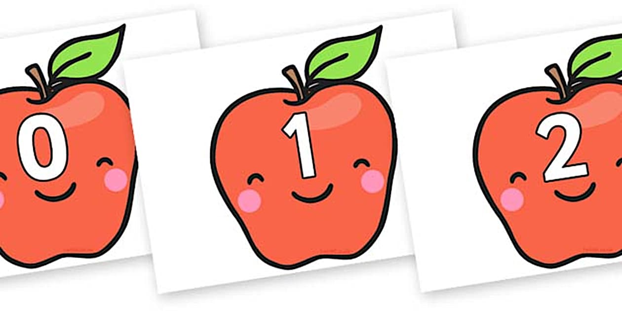 Numbers 0-50 on Cute Smiley Apple (teacher made) - Twinkl