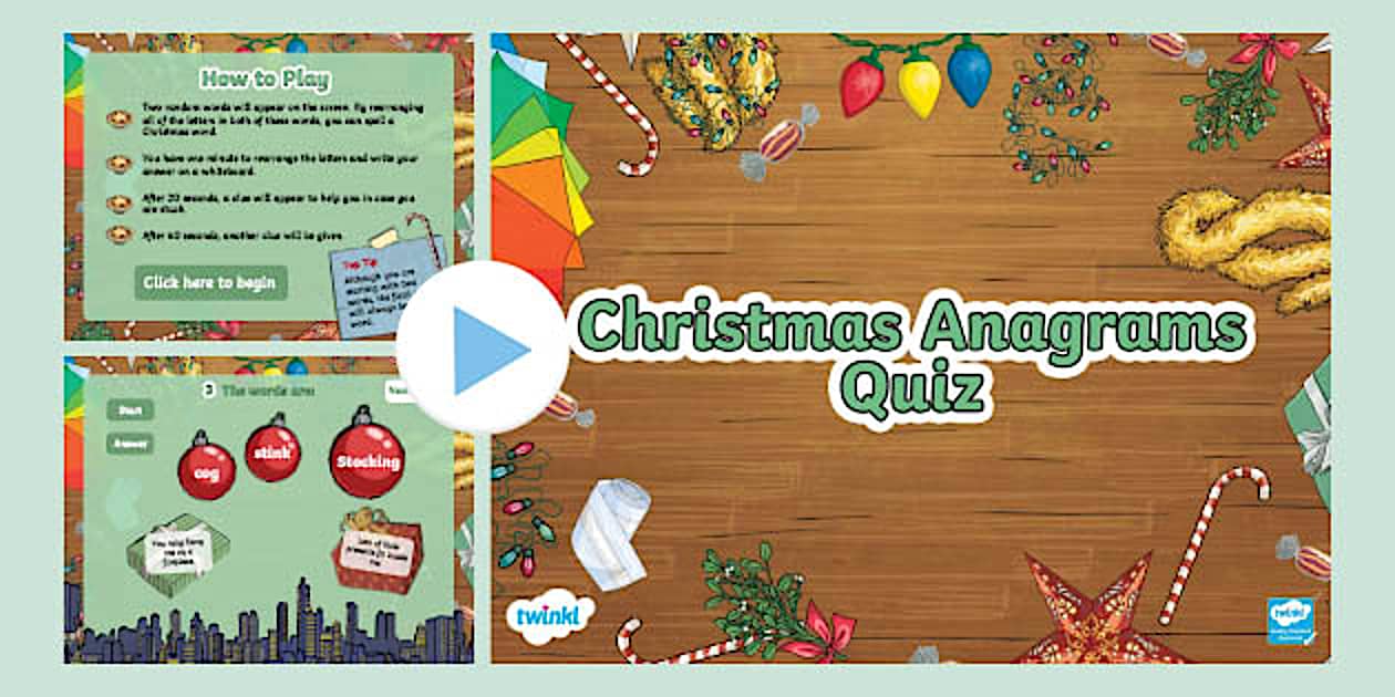 KS2 Christmas Anagrams Quiz PowerPoint (teacher made)