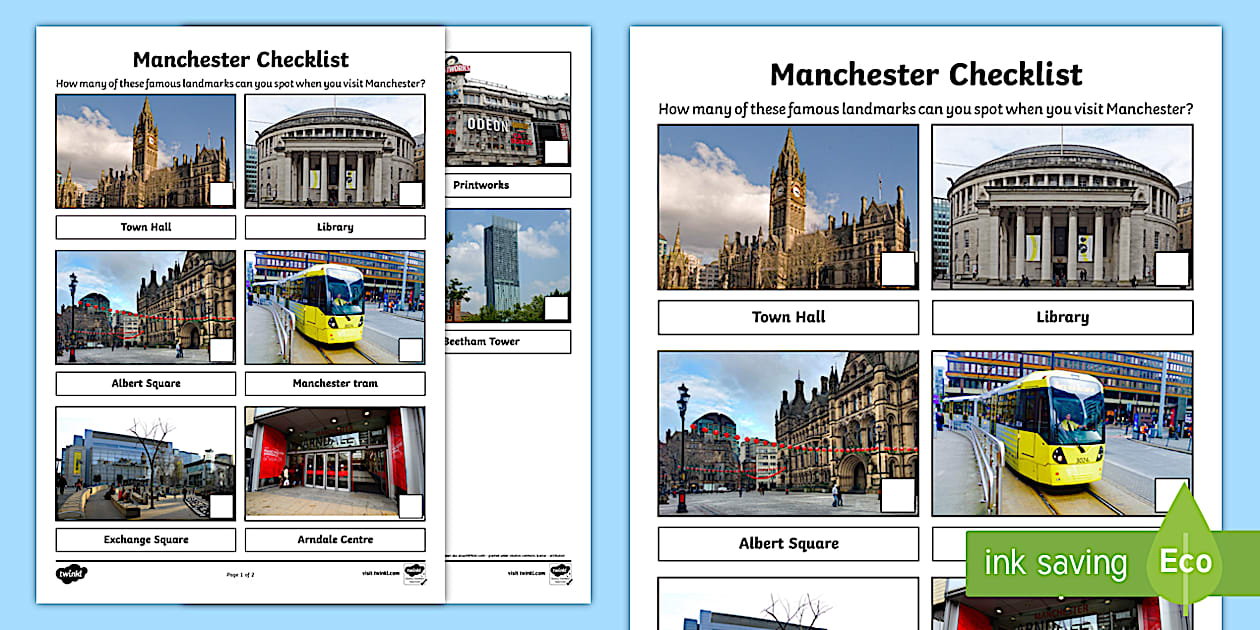 Editable Manchester Checklist Worksheet (teacher made)