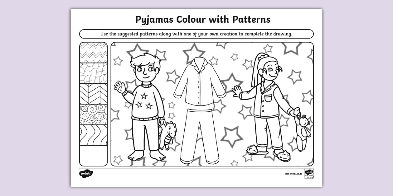 Pyjamas Colour with Patterns Activity (teacher made)