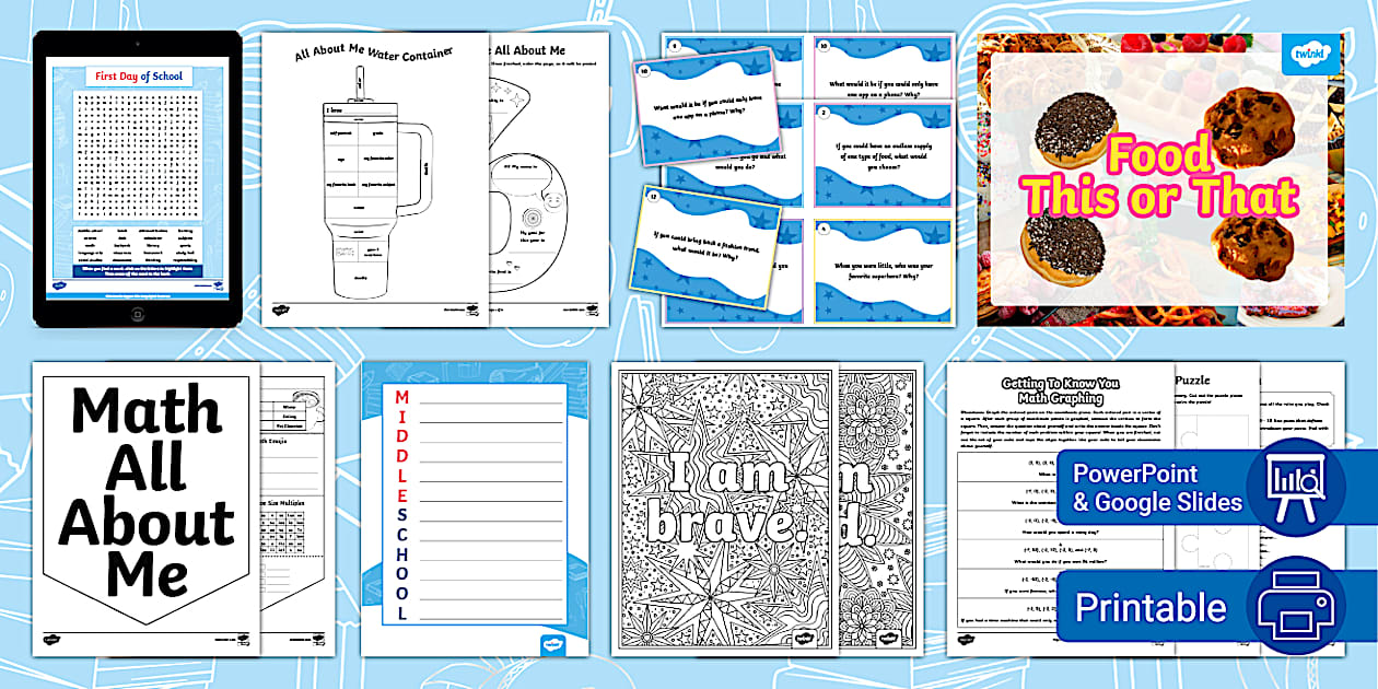 Sixth Grade First Day of School Activity Pack