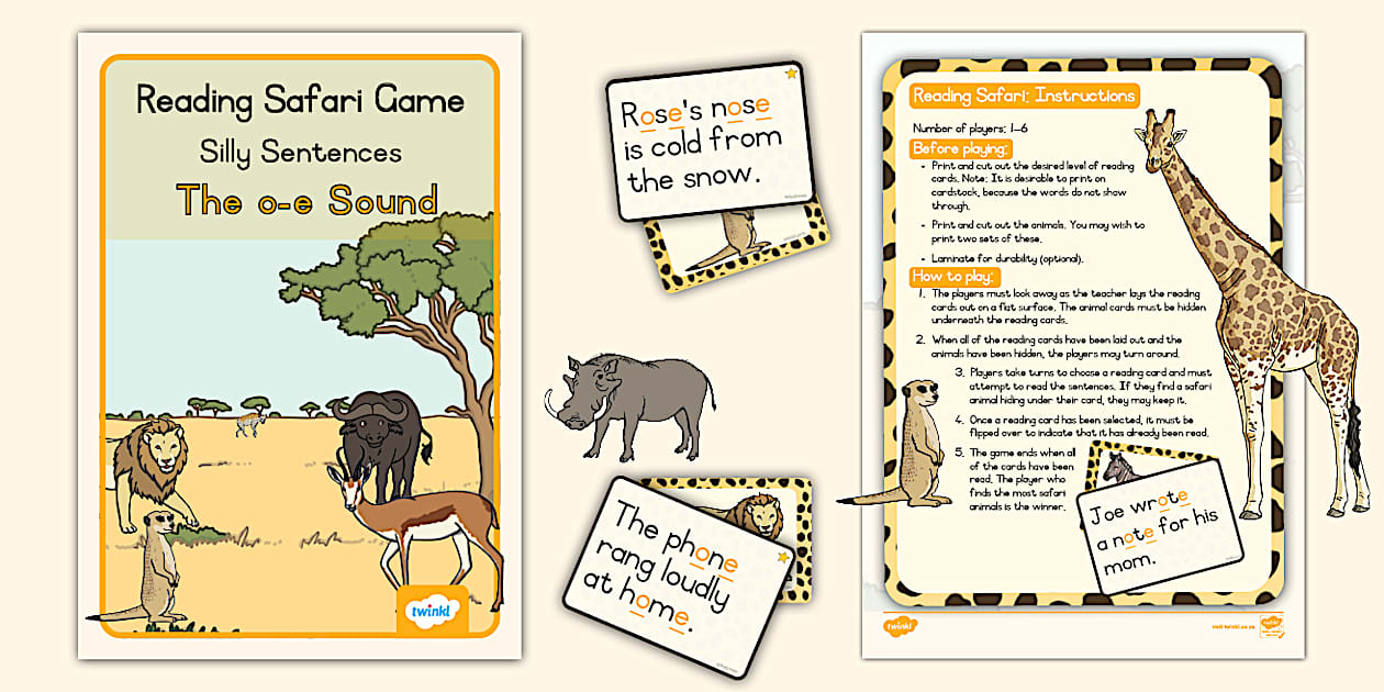 Grade 2 Phonics Reading Safari Game: Silent e (o-e) - Twinkl