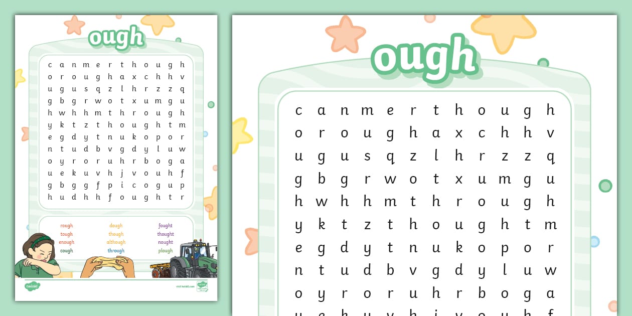 'ough' Word Search - Twinkl - KS1 (Teacher-Made) - Twinkl