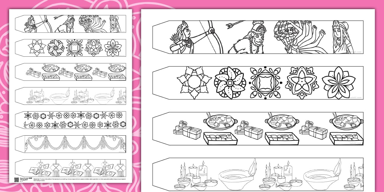 Diwali Colouring Paper Chains - Twinkl Hindu Dharma - Twinkl