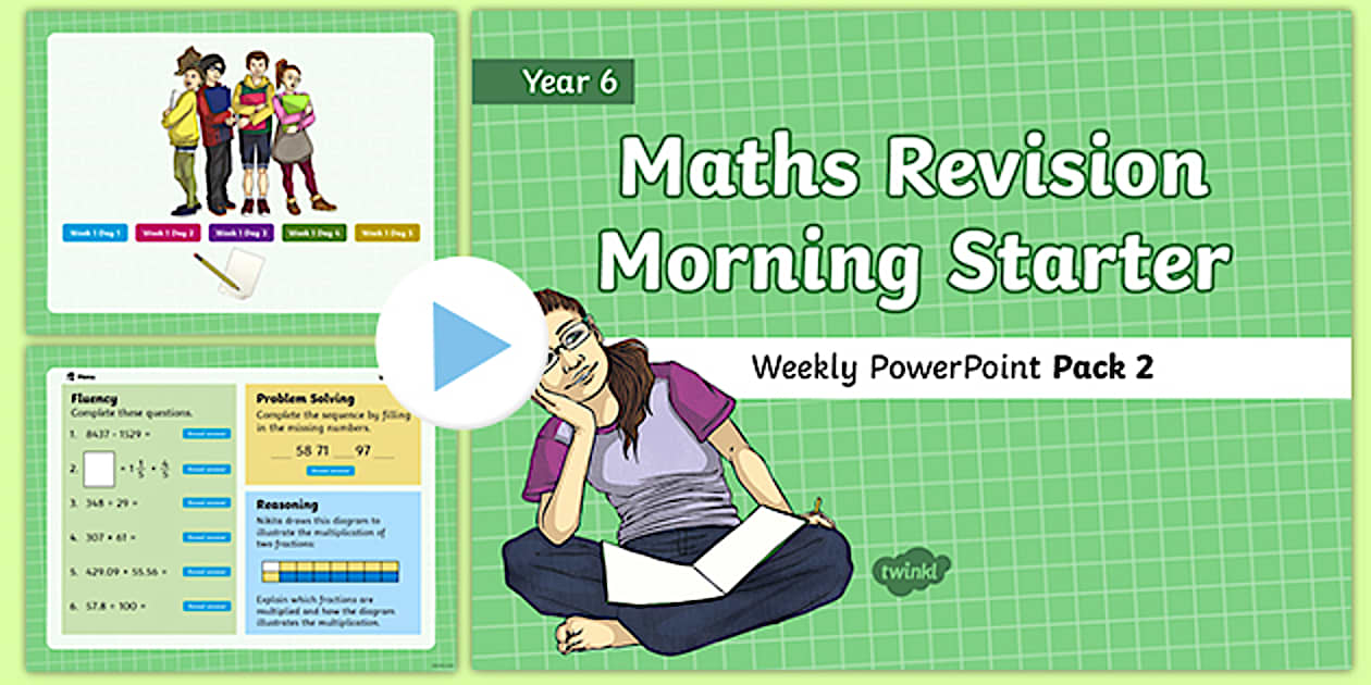 SATs Survival: Year 6 Maths Revision Morning Starter Weekly PowerPoint Pack 2