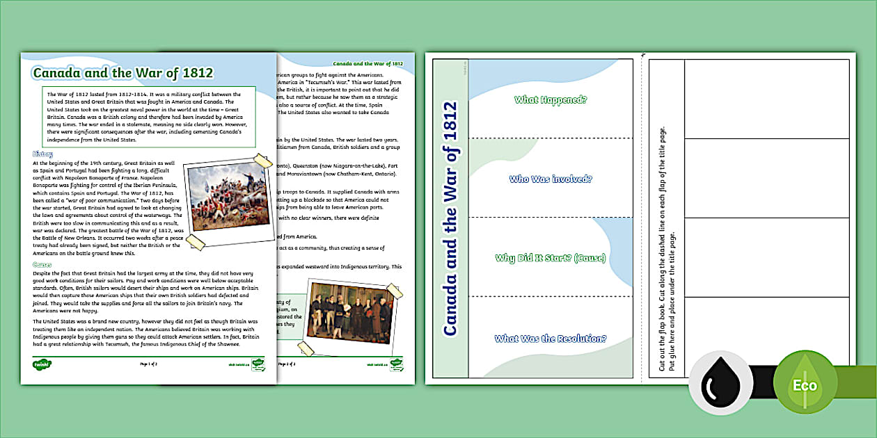 Canada and the War of 1812 Flapbook (teacher made) - Twinkl