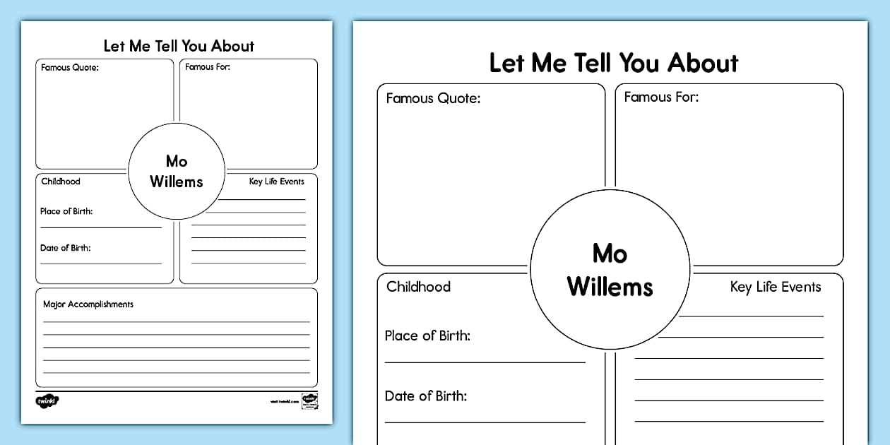 Let Me Tell You About Mo Willems Biography Activity K-2nd