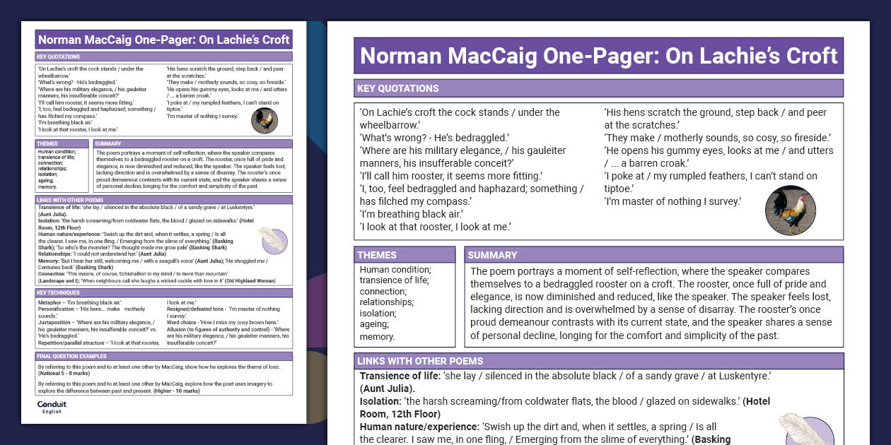 Norman MacCaig One-Pager: On Lachie's Croft (teacher made)