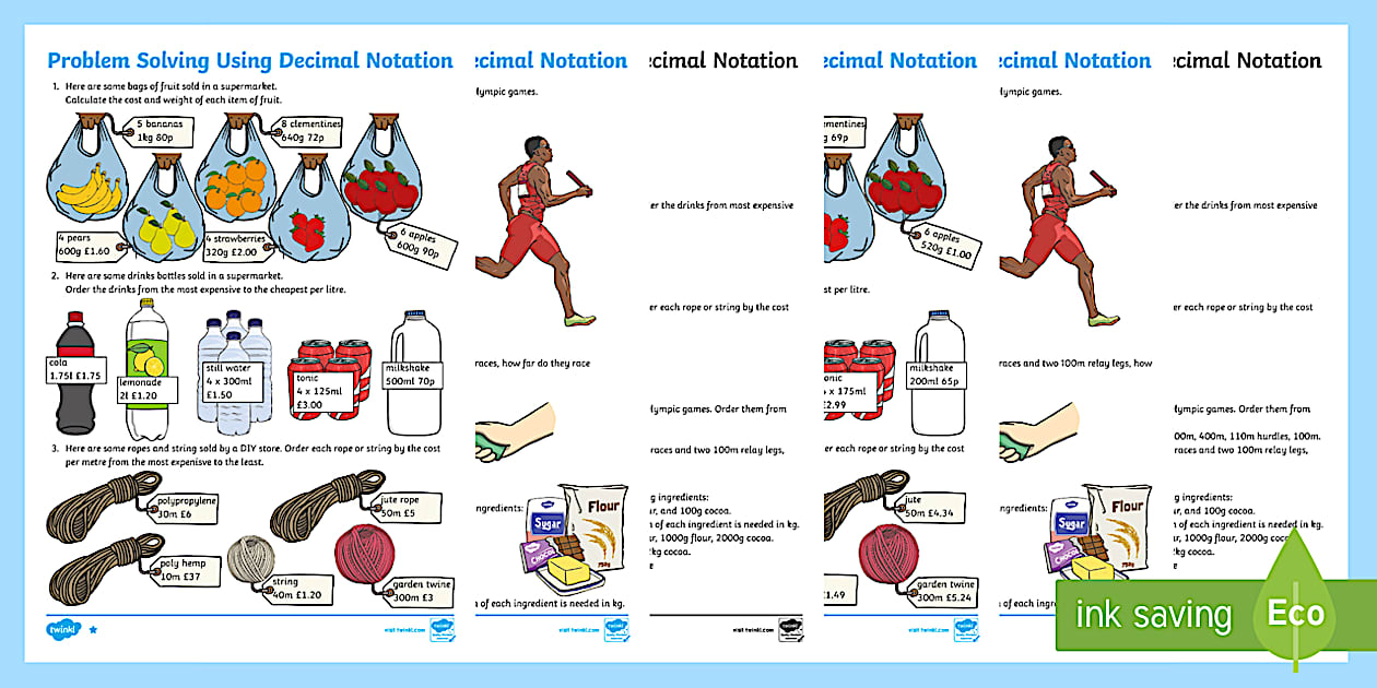 Editable Problem Solving Using 4 Operations Decimals and Scaling