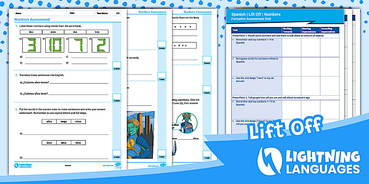 👉 Spanish Numbers Assessment Pack by Lightning Languages