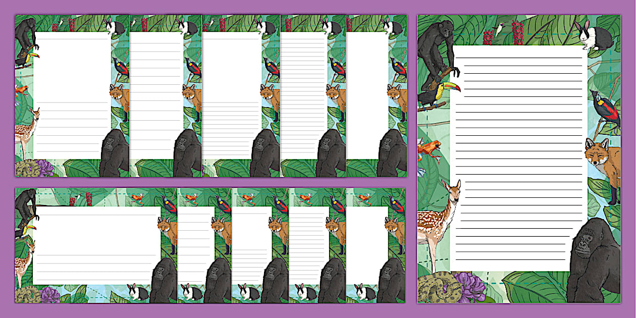 Rainforest Animal Page Borders (teacher made) - Twinkl