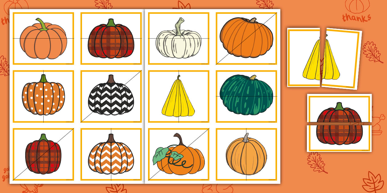 Early Childhood Thanksgiving Matching Pumpkins Game - Twinkl