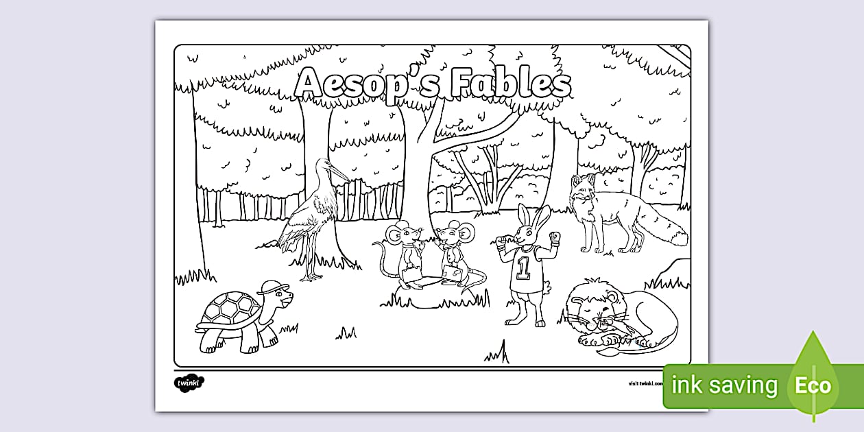Aesop's Fables Colouring Montage (teacher made) - Twinkl