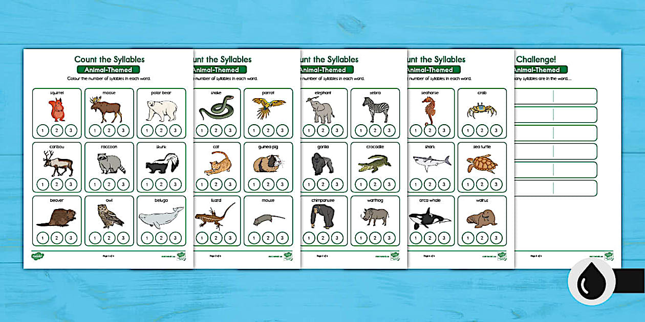 Count the Syllables Animal-Themed Activity (teacher made)