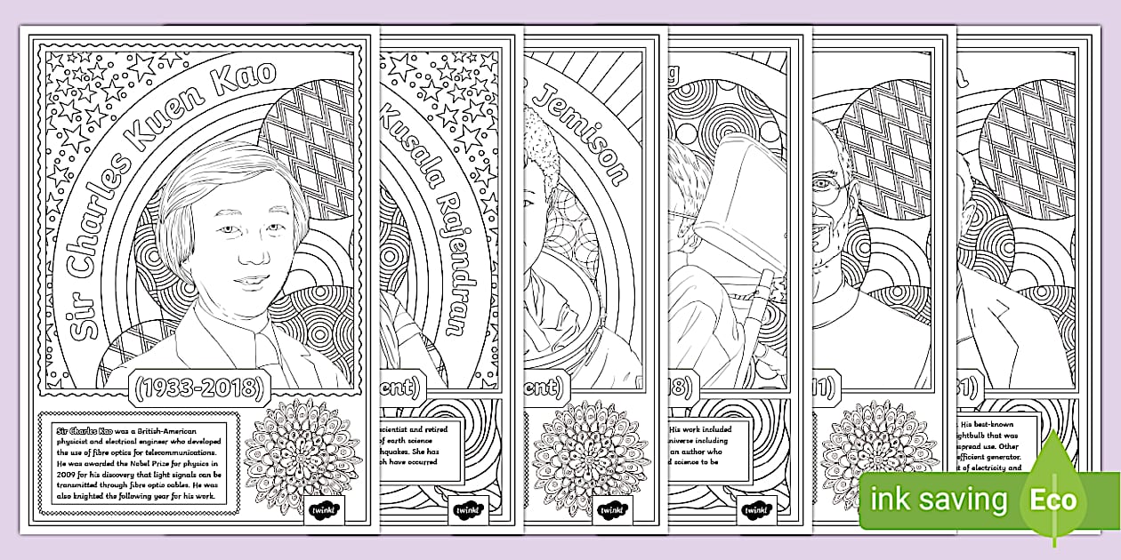 Scientists and Inventors Mindfulness Colouring Pages