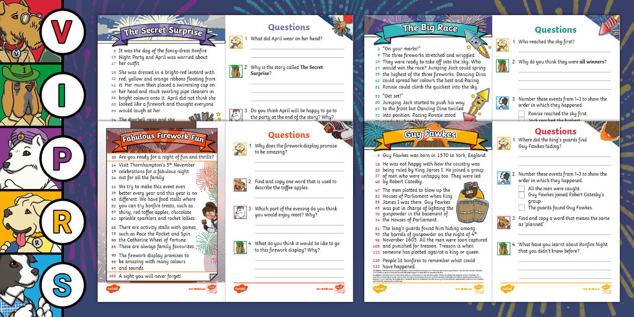 KS1 Bonfire Night 60-Second Reads Activity Pack