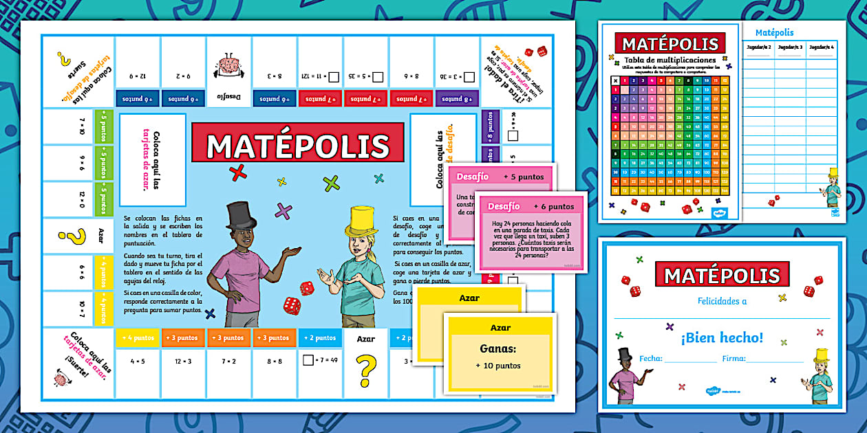 Juego de mesa: Matépolis - Tablas de multiplicar