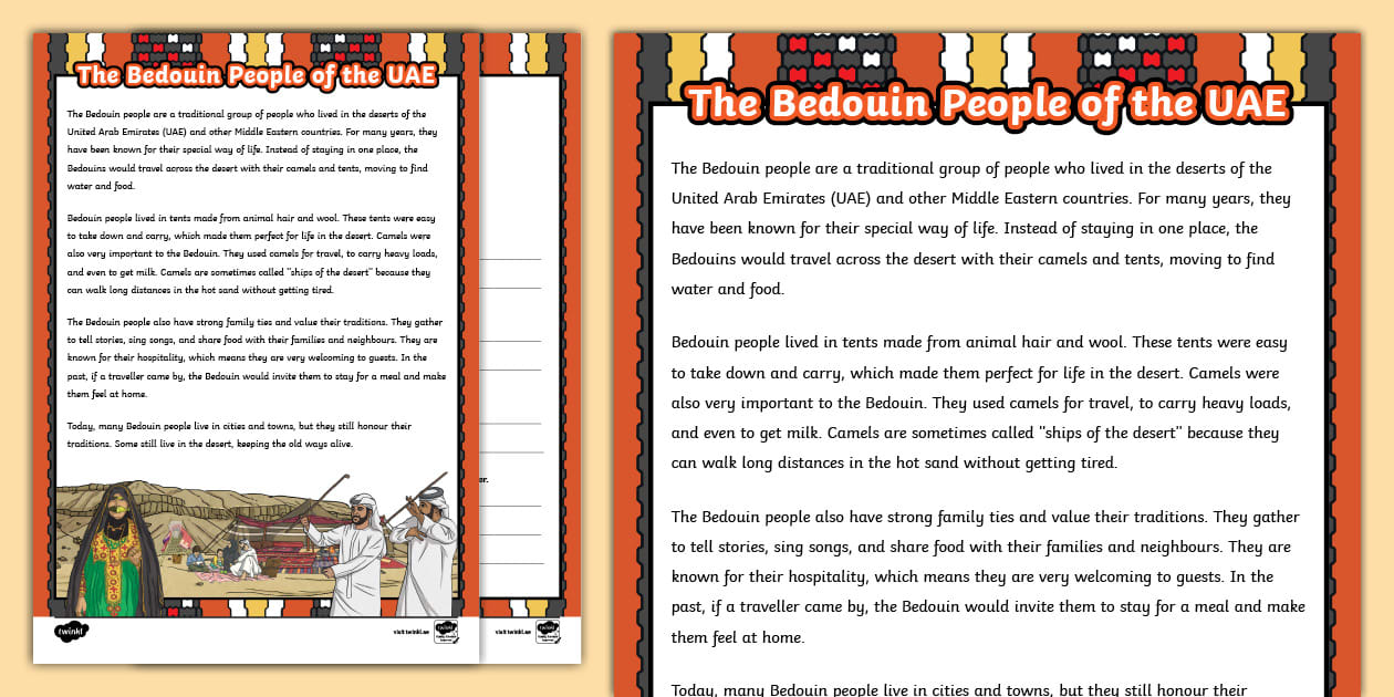 Bedouin Reading Comprehension (l'enseignant a fait) - Twinkl