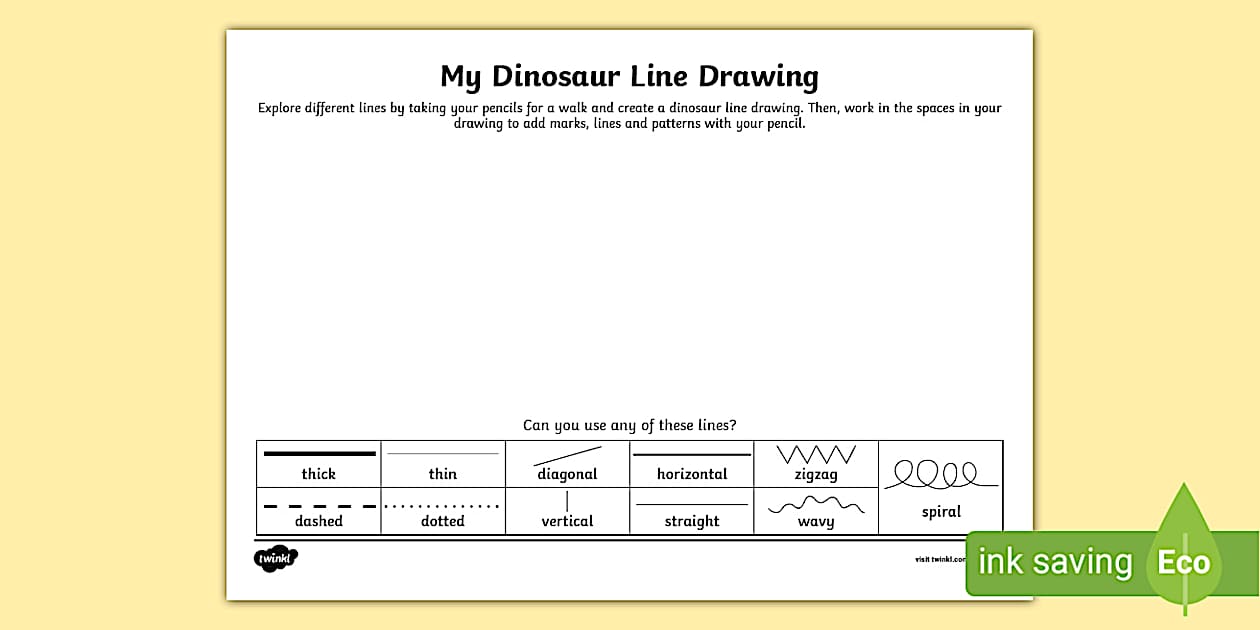 Dinosaur Line Drawing Worksheet (Teacher-Made) - Twinkl