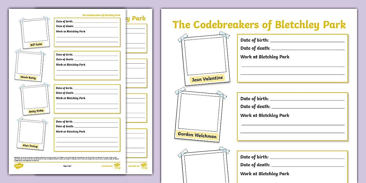 Codebreakers of Bletchley Park Fact File Template,Codebreakers