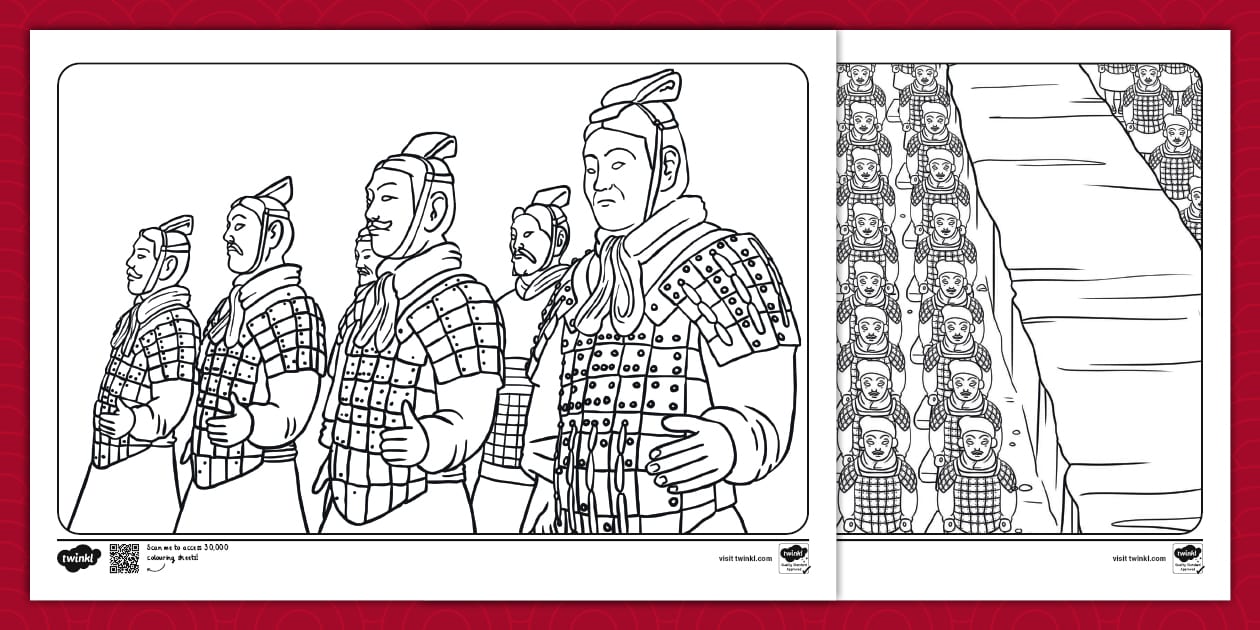 Terracotta Army Colouring Sheet | Colouring Sheets - Twinkl