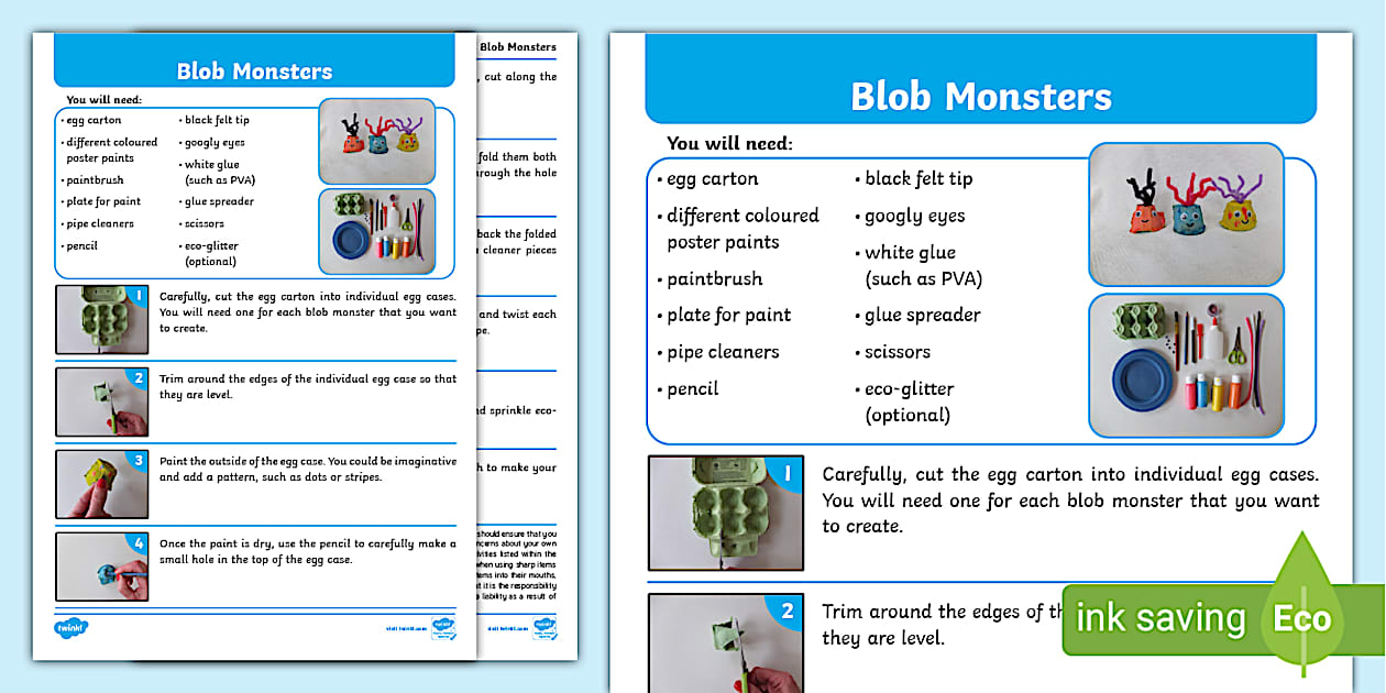 KS1 Blob Monsters Craft Activity (Hecho por educadores)