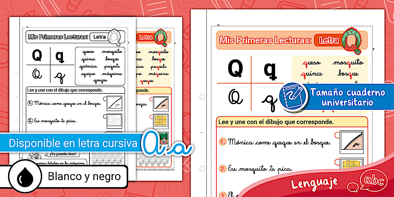 Guía de trabajo que - qui | manuscrita | cursiva | ligada