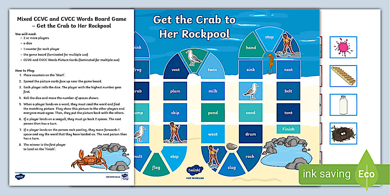 CCVC and CVCC Word Board Game (teacher made) - Twinkl