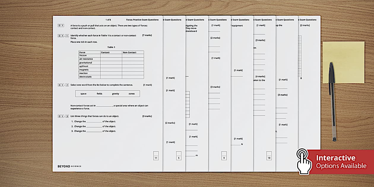 KS3 Forces Foundation Practice Exam Questions | Beyond