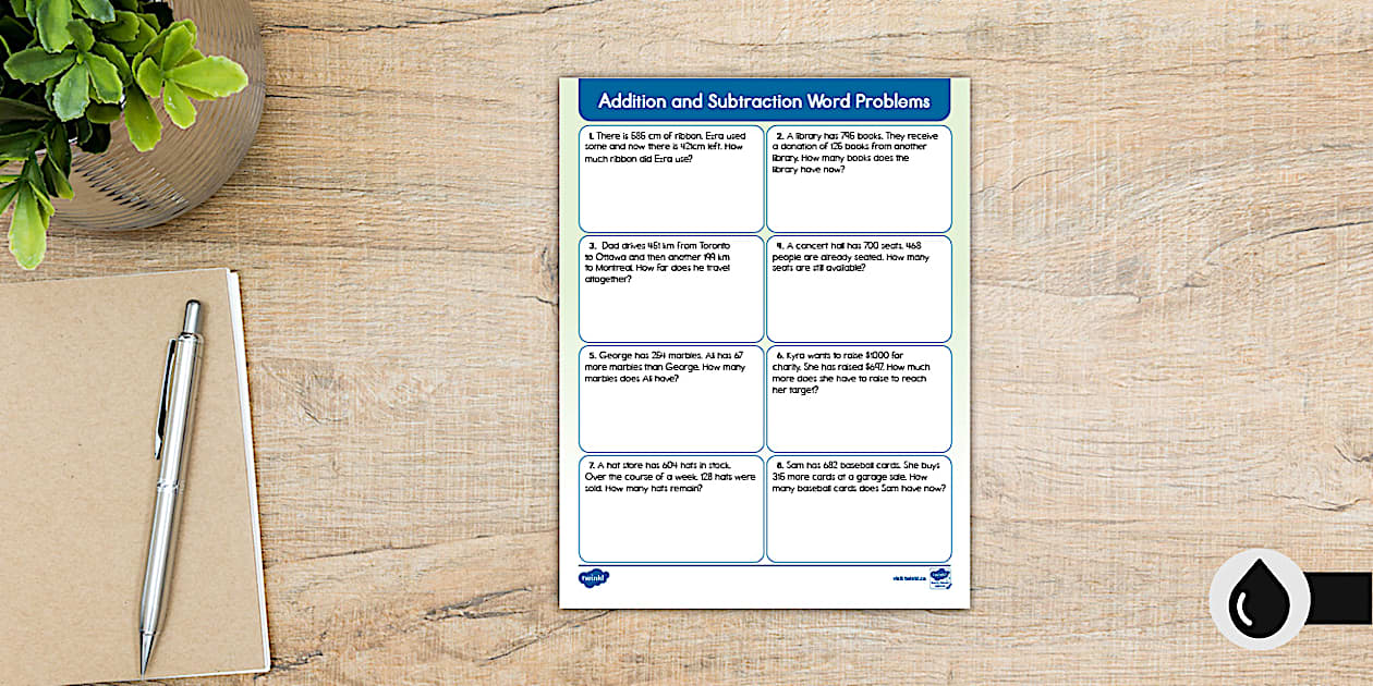 Addition and Subtraction Word Problems Activity - Twinkl