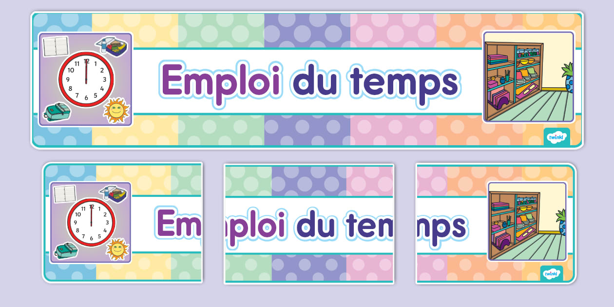 Bannière : Emploi du temps (l'enseignant a fait) - Twinkl