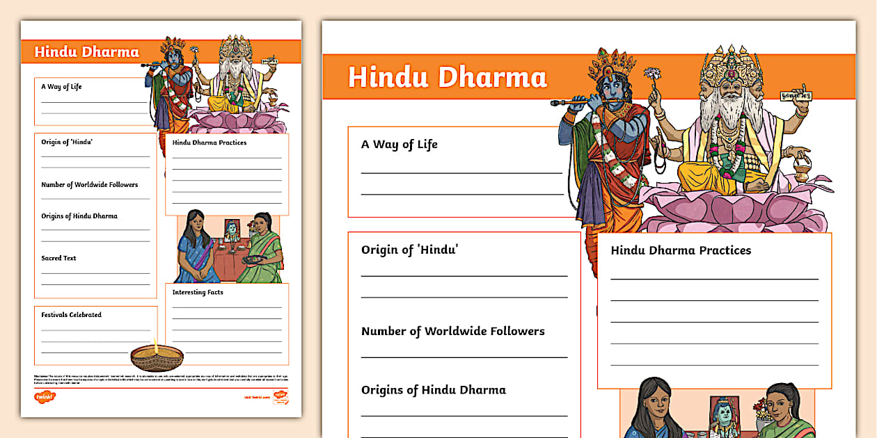 Hindu Dharma Fact File Template (teacher made) - Twinkl