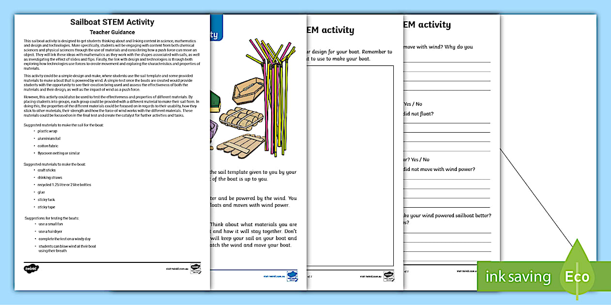 Sailboat STEM Activity | F-2 STEM Forces and Materials