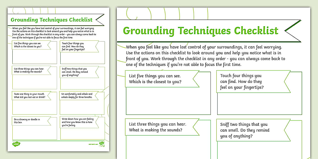 Grounding Techniques Checklist (teacher made) - Twinkl