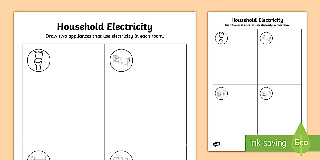 Electricity at Home Worksheet – Junior and Senior Infants