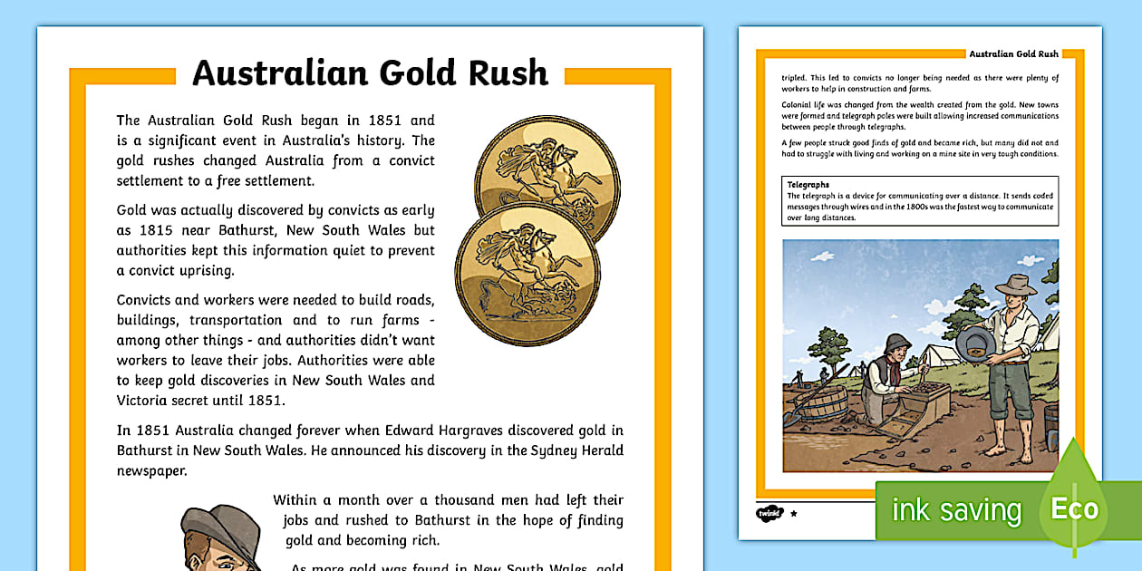 Higher Ability Gold Rush Differentiated Fact File - Twinkl