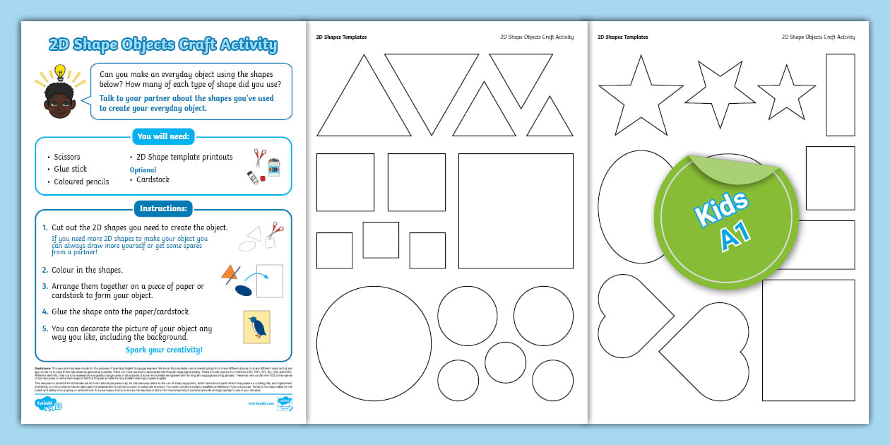 ESL 2D Shapes Everyday Objects Craft [Kids, A1] - Twinkl