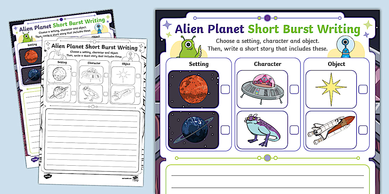 Alien Planet Short Burst Writing Worksheet (Teacher-Made)