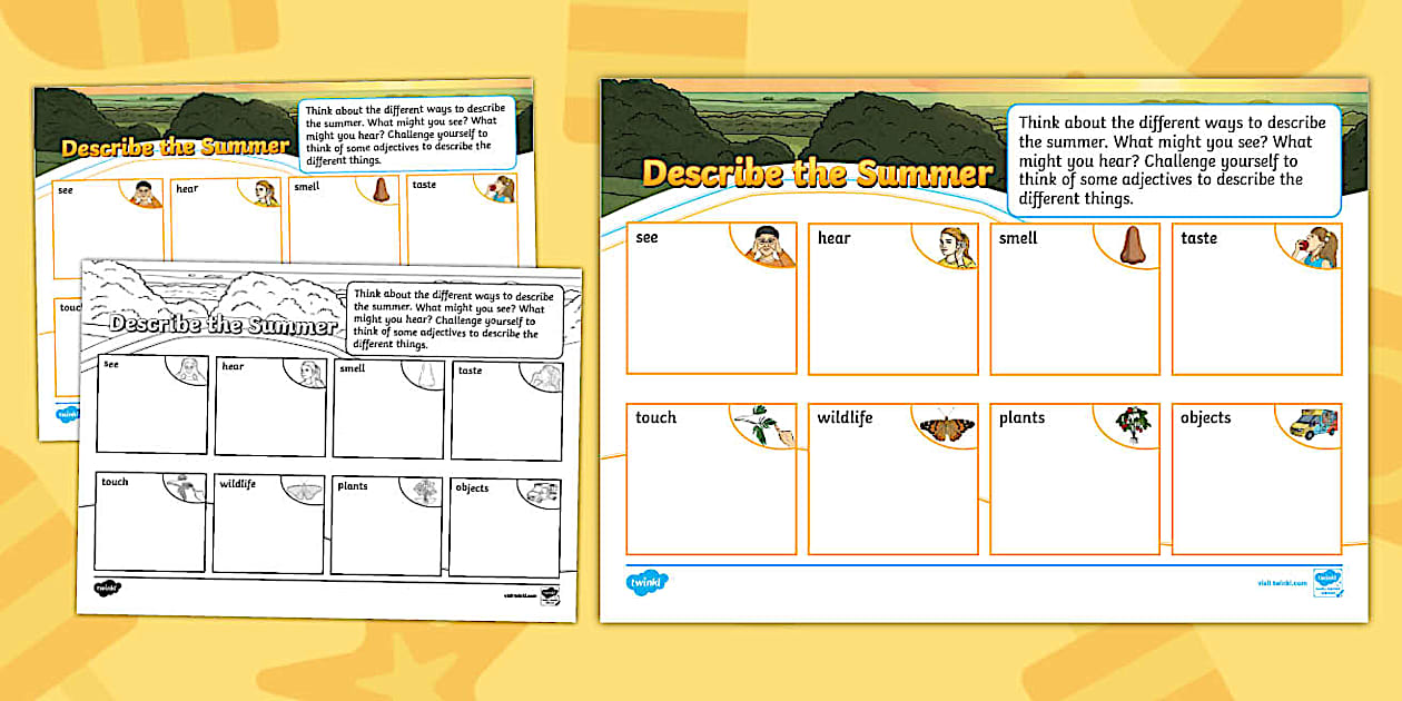 KS2 Summer Adjectives Worksheet (teacher made) - Twinkl