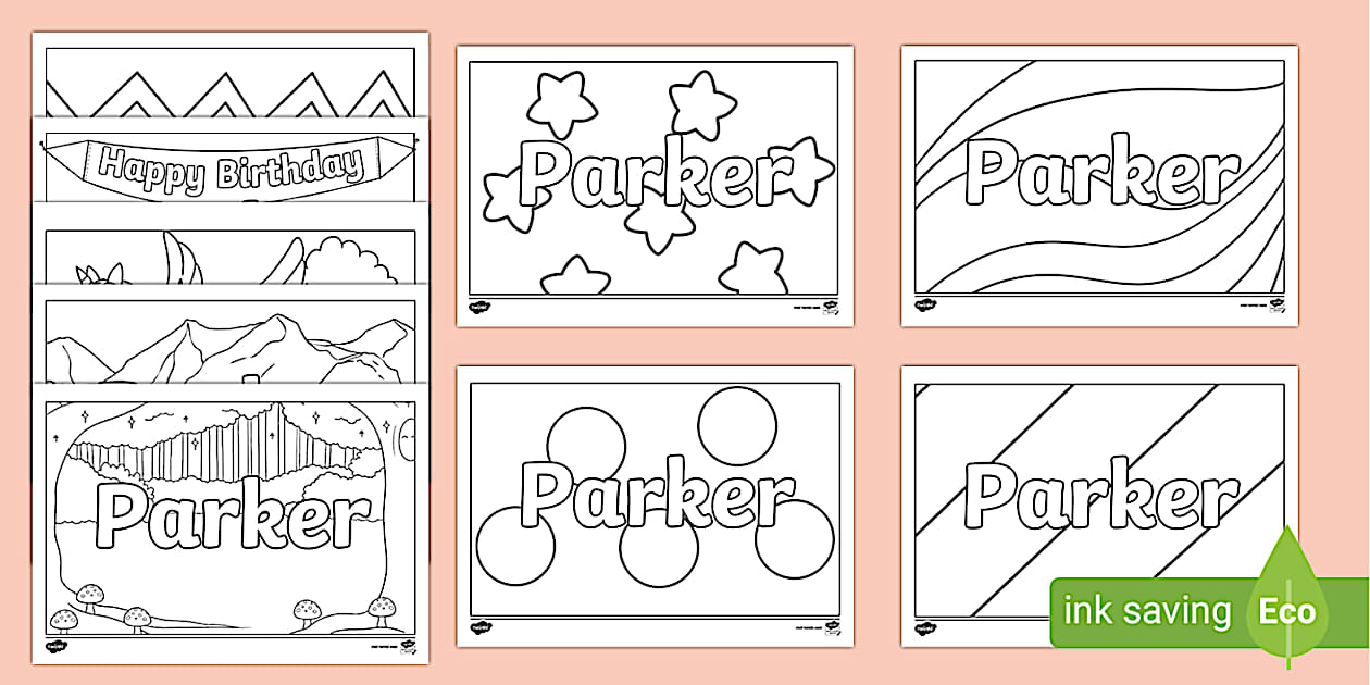 Parker Name Simple Colouring Activity Sheets | Twinkl | KS1