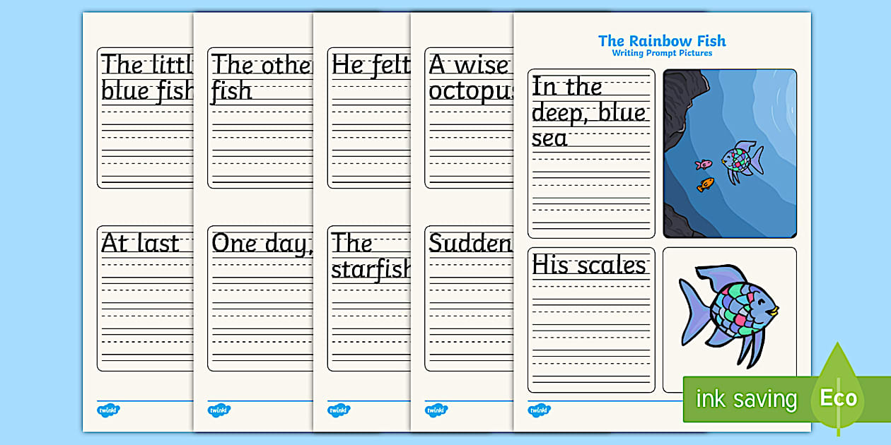 Simple Sentence Writing Prompt - The Rainbow Fish - Twinkl