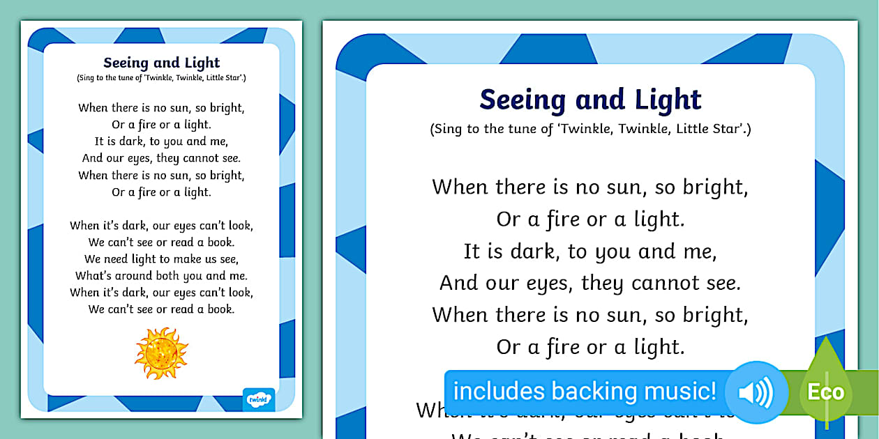 Light Rhyme | Printables | Twinkl | Rhyming Songs | EYFS