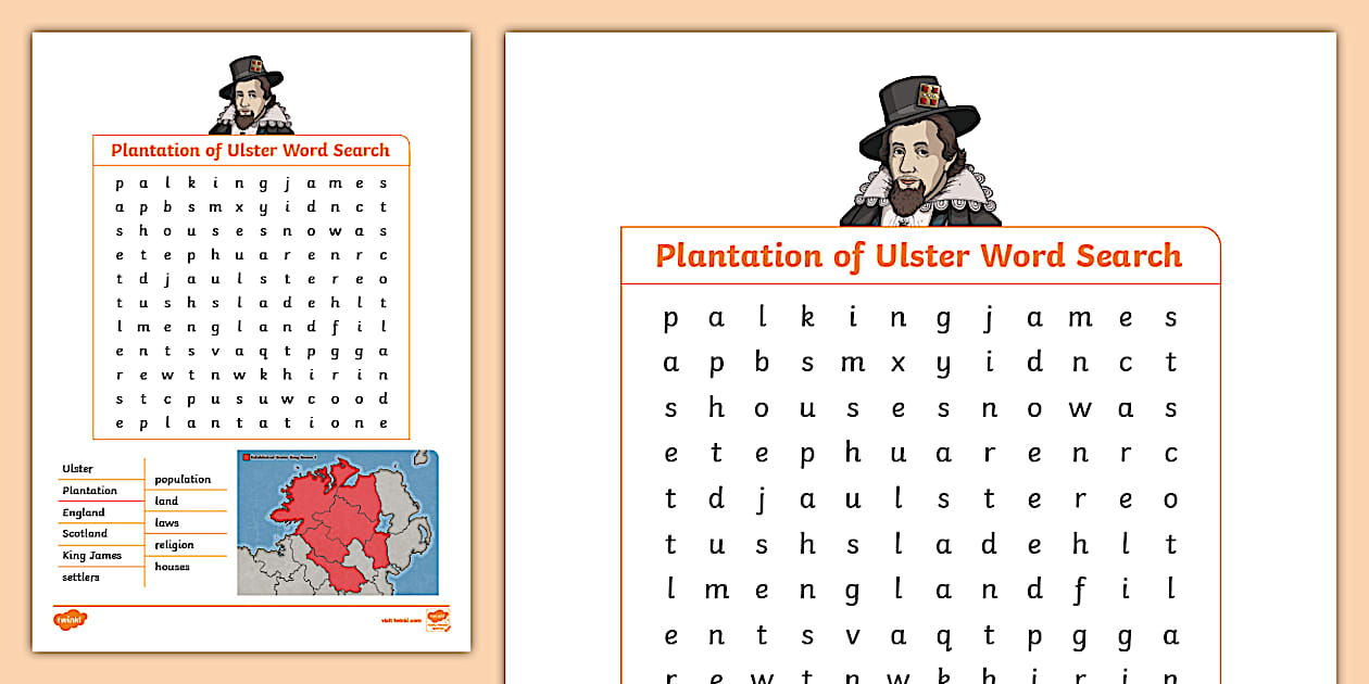Plantation of Ulster Word Search (teacher made) - Twinkl