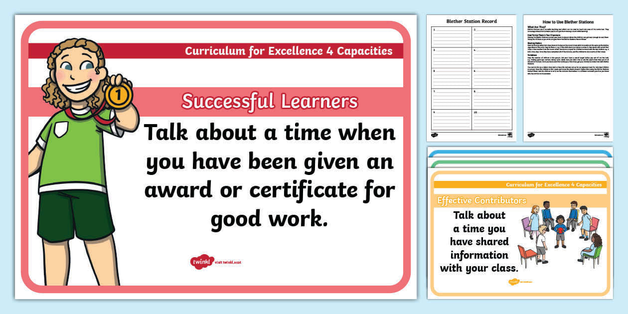 CfE 4 Capacities Blether Stations - Early Level - Twinkl