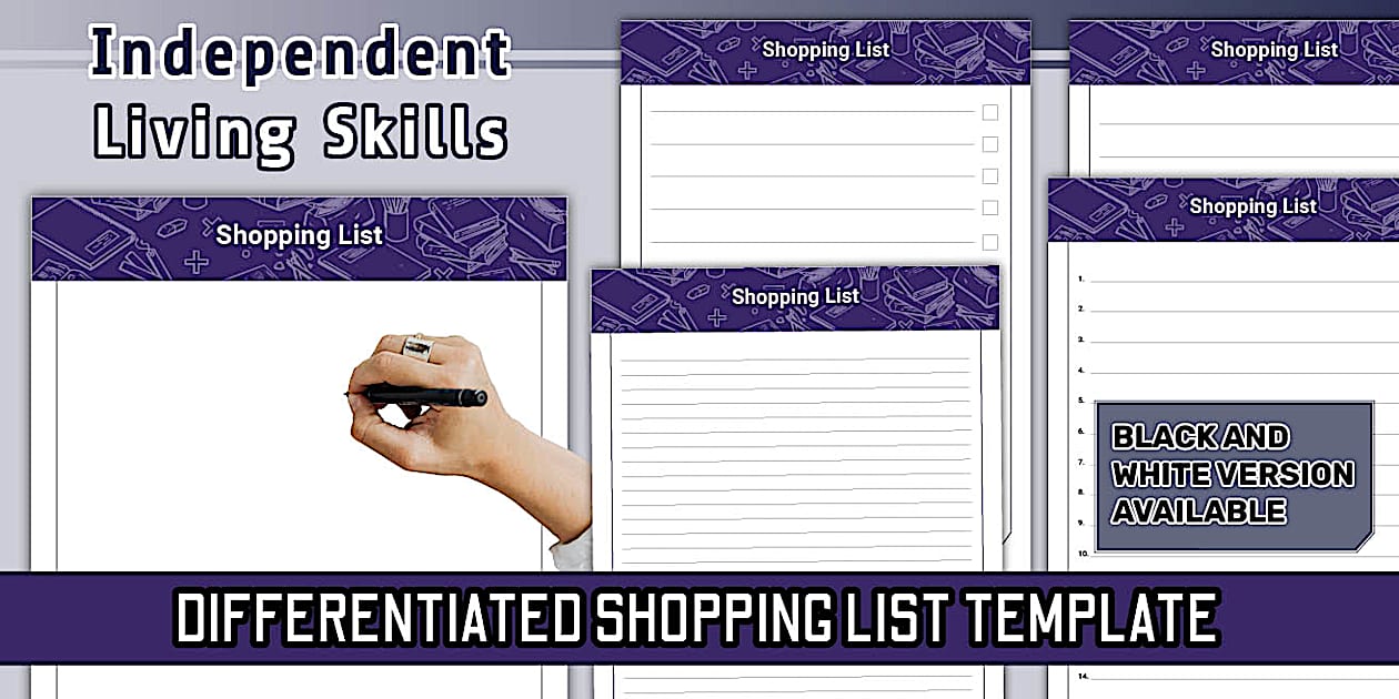 Differentiated Shopping List Template