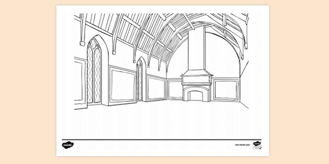 Castle Great Hall Colouring Sheet | Colouring Pages