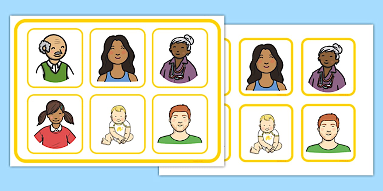 Family Members Matching Cards and Board (teacher made)