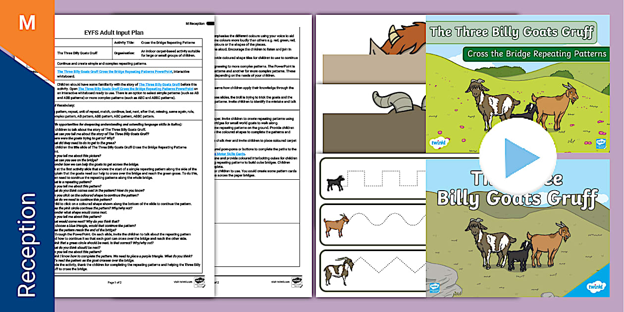 EYFS Cross the Bridge Repeating Patterns Adult Input Plan