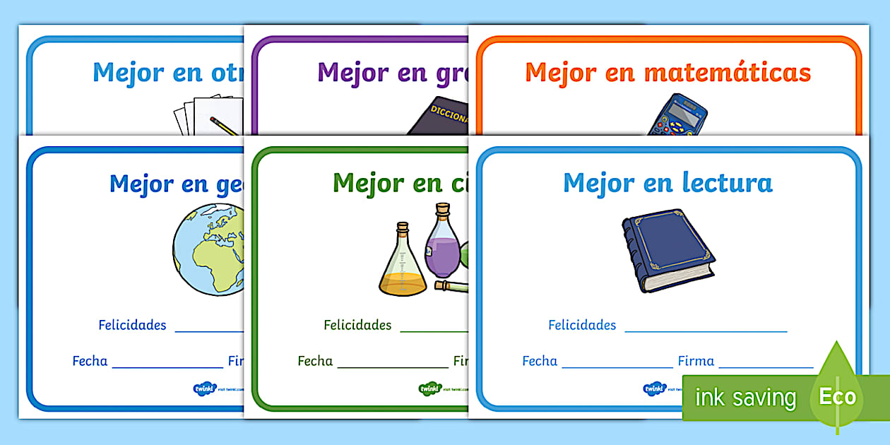 Diplomas: 30 premios - Fin de curso (Hecho por educadores)