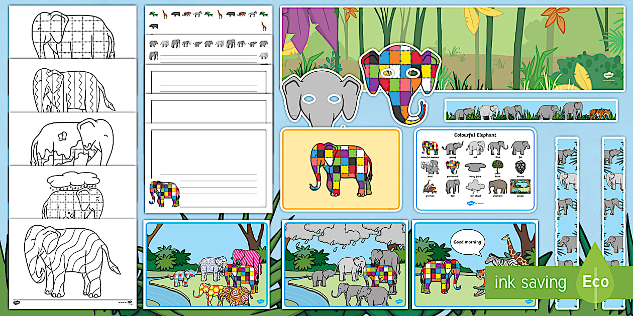 Story Sack Resource Pack to Support Teaching on Elmer - ESL Story Book